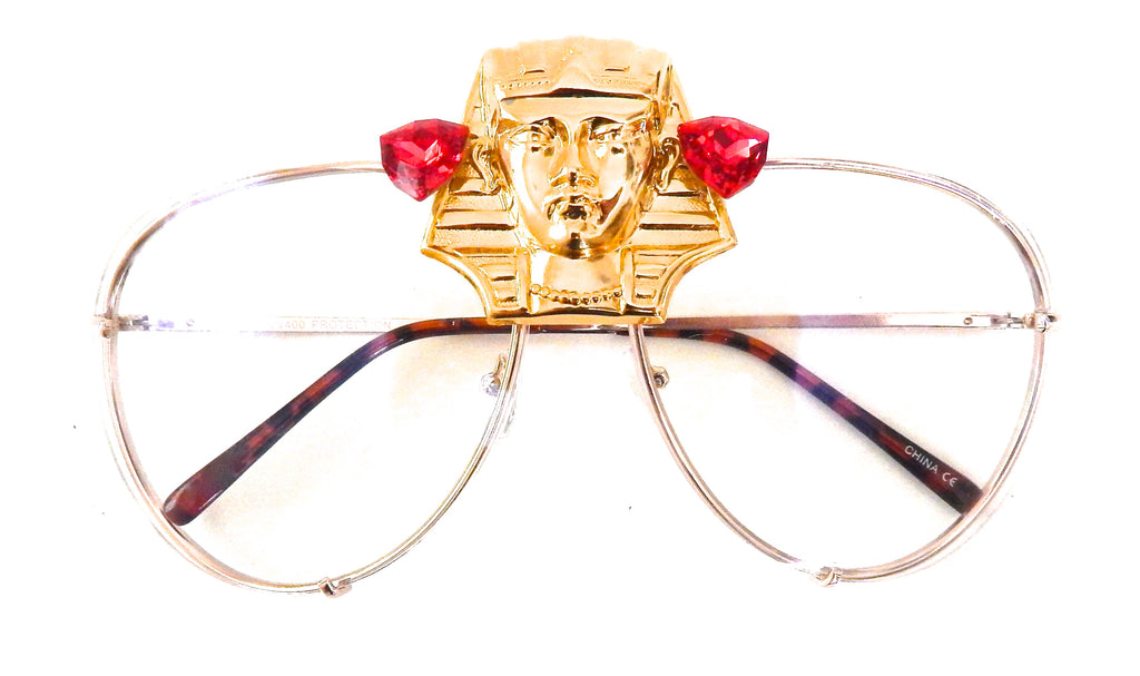 EGYPTIAN GOLD KING TUT SCARLET RHINESTONE AVIATOR SUNGLASSES – GASOLINE ...